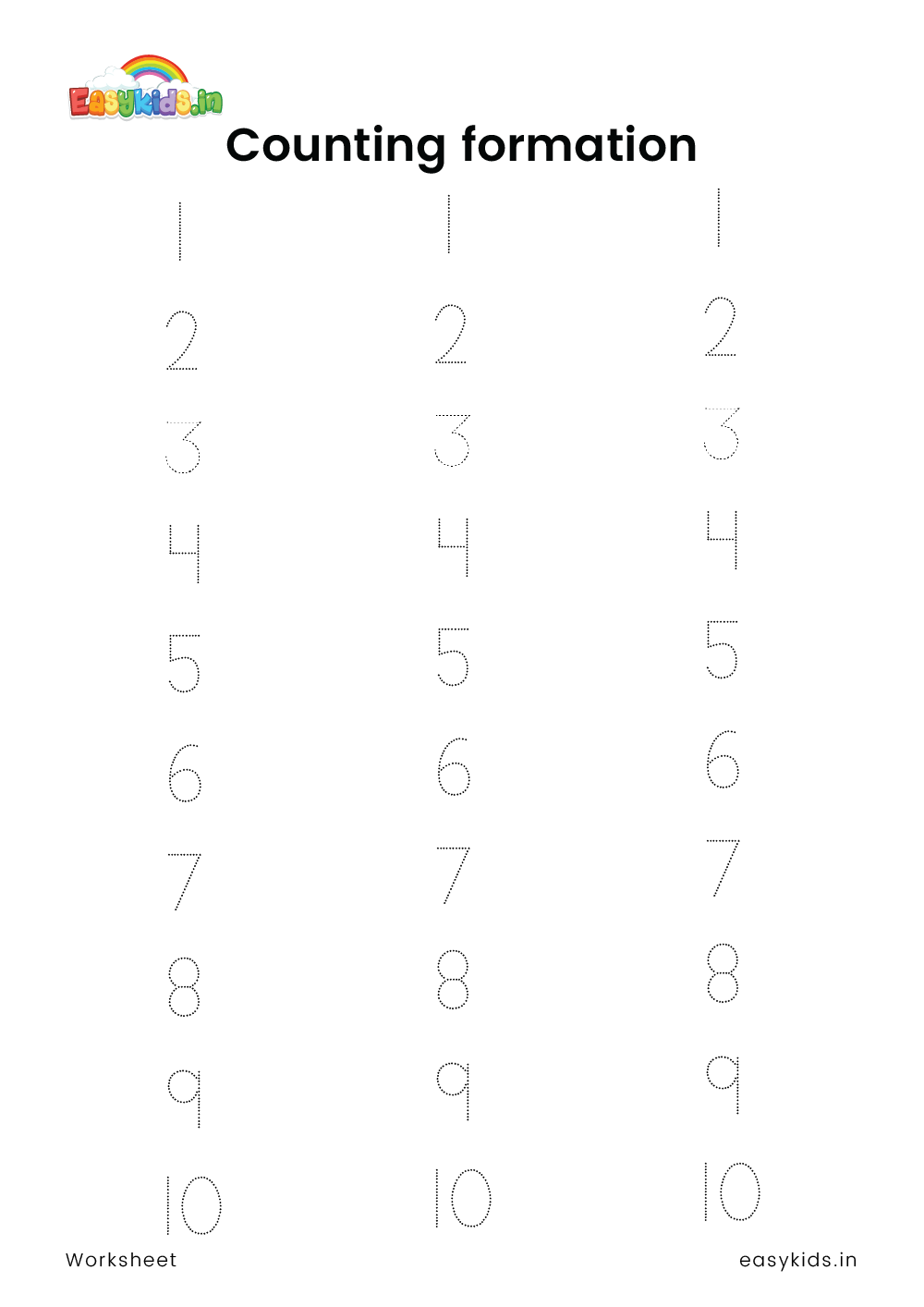 Counting formation worksheet