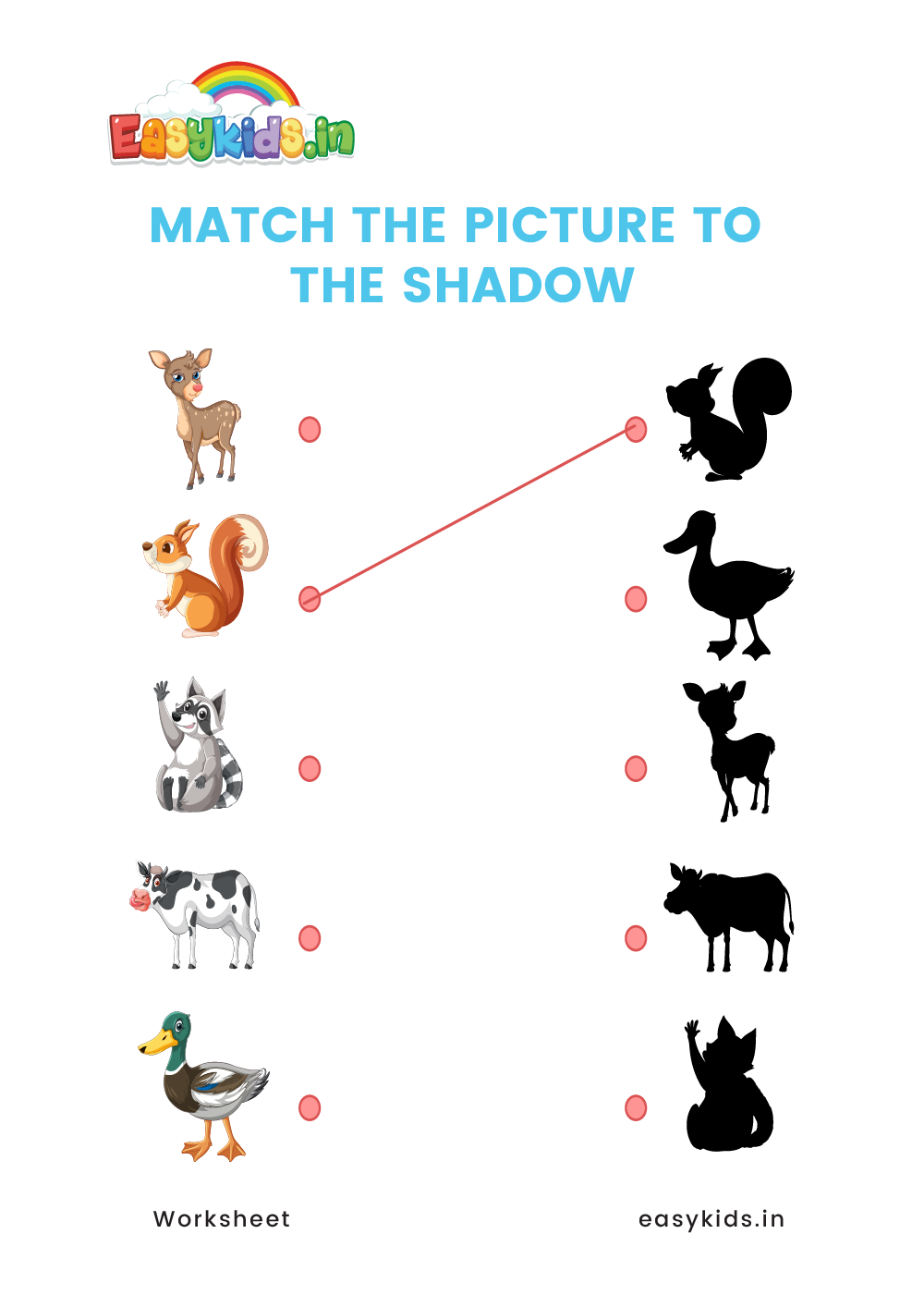 Match the picture to the shadow worksheet