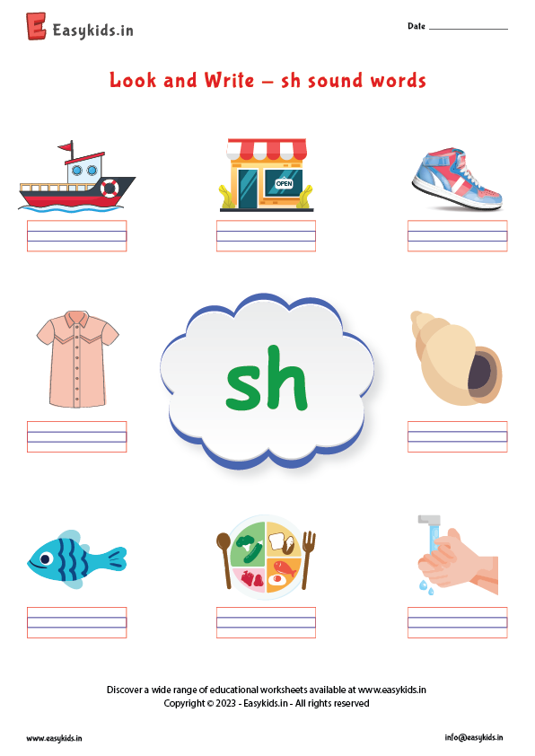 Sh Sound Words Look And Write EasyKids in Sh Sound Words Look And Write EasyKids in