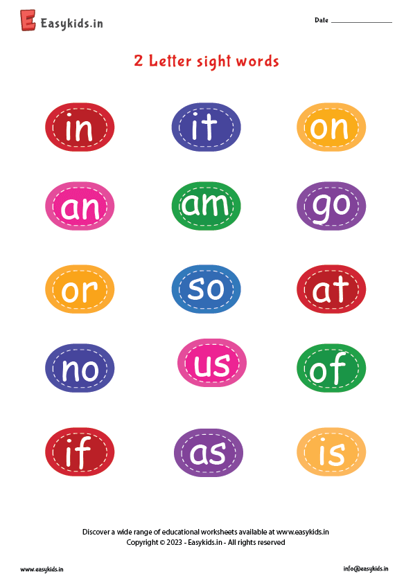 Two Letter Sight Words Worksheets Two Letter Sight Words Worksheets