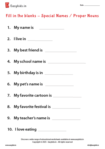 Class 2 English Worksheets - EasyKids.in