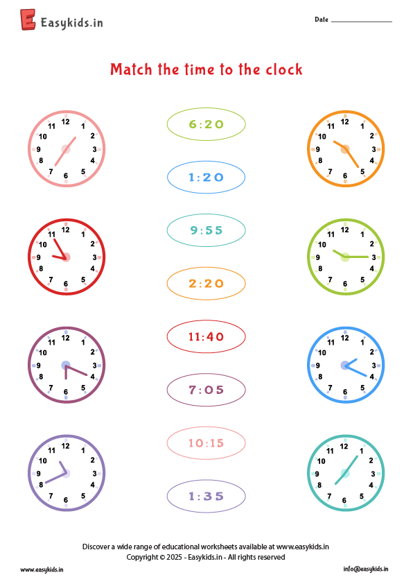 clock worksheets Worksheet by Easy Kids - EasyKids.in