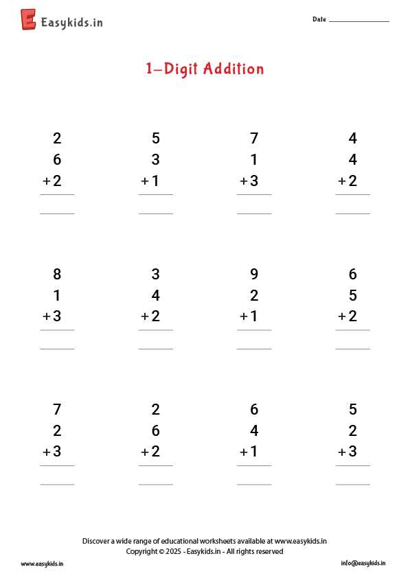 adding single digits - EasyKids.in