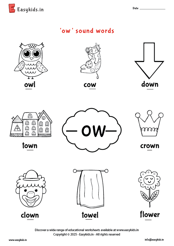 Ow Sound Words Worksheet By Easy Kids EasyKids in Ow Sound Words Worksheet By Easy Kids EasyKids in
