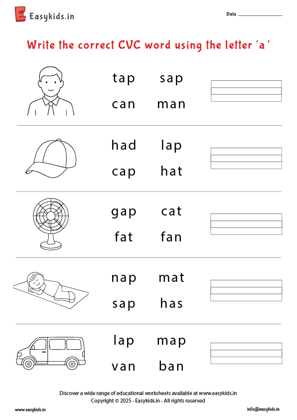LKG English Worksheets - EasyKids.in